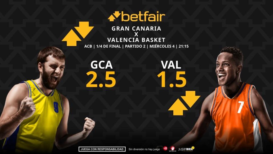 Gran Canaria vs. Valencia Basket (partido 2): horario, dónde ver, pronósticos, estadísticas y cuadro