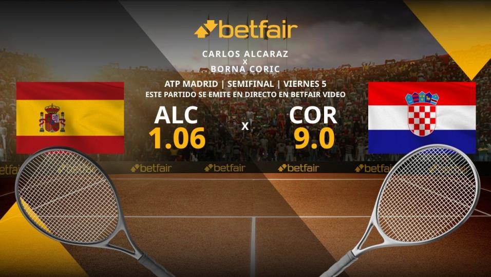Carlos Alcaraz vs. Borna Coric: horario, TV, estadísticas y pronósticos del Mutua Madrid Open