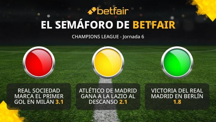 El semáforo de Betfair para la jornada 6 de Champions League